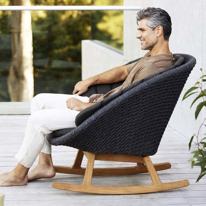 Peacock Rocking Chair with Teak Legs, Cane-line Soft Rope | Cane-line