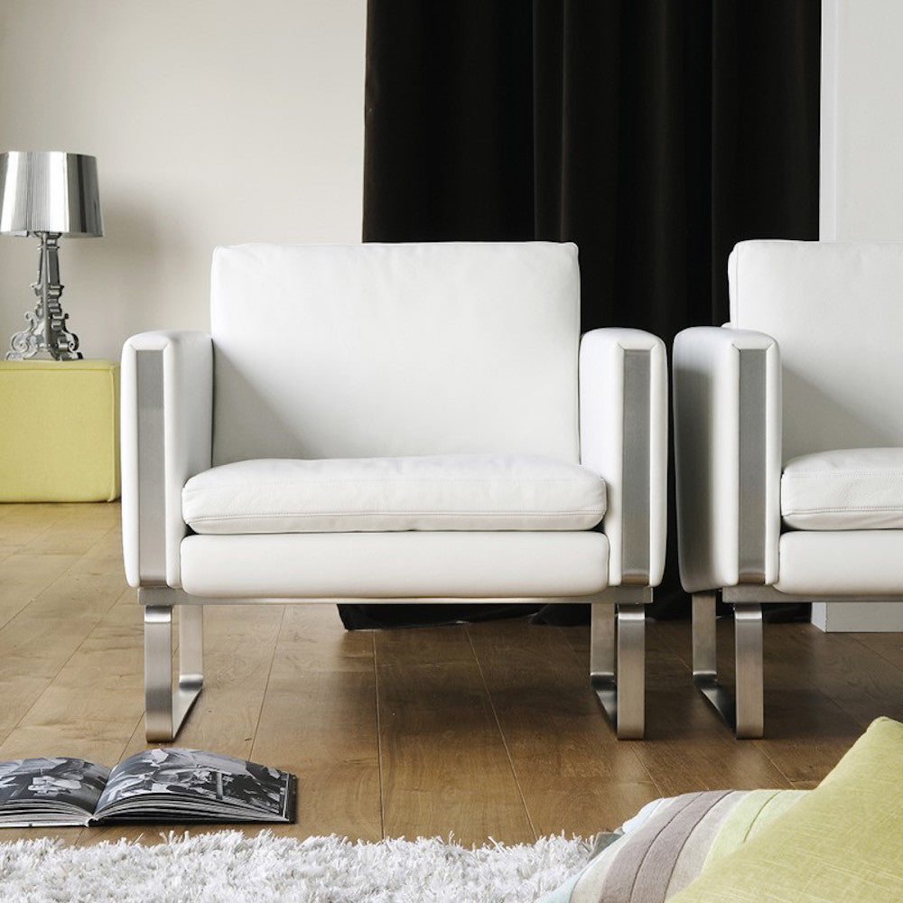 White Leather Club Chairs